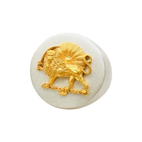 Amazon.com: Iran Persian Imperial Lion & Sun Silver Ring with Gold ...