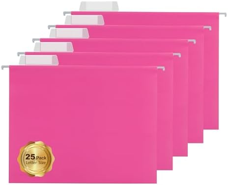 Amazon.com : 25 Packs Hanging File Folders Pink,Letter Size 8.5x11 ...