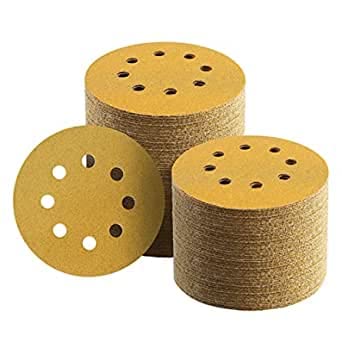 100Pcs Sandpaper Set, 5 Inch 8 Holes Sanding Discs, 5 Different Grades ...