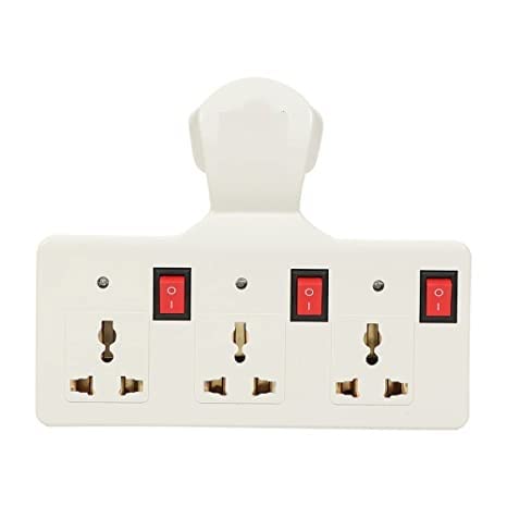 Buy ASM 250 Volts Three pin Multi Plug Point | Cordless Wall Socket ...