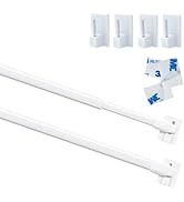 3Pcs Net Curtain Rods Extendable Curtain Rod with 9Pcs Plastic Sticky ...