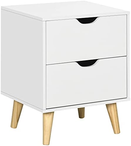 HOMCOM Modern Nightstand, Bedside Table with 2 Drawers, End Table with ...