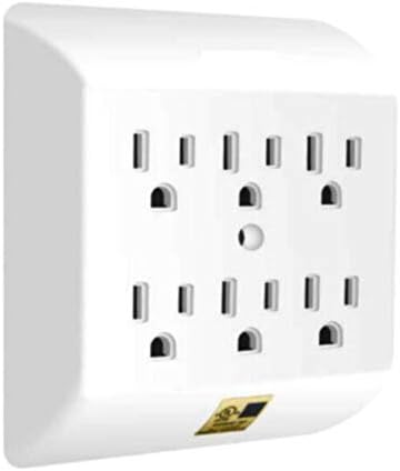 6 outlet Wall Tap 3 prong grounded electric Converts 2 Outlets to 6 ...