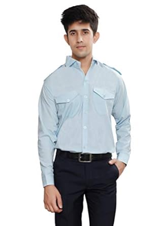 FAB UNIFORMS Men's Cotton Uber Driver Regular Fit Shirt (616_Blue_38 ...