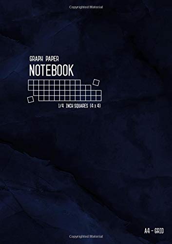 Amazon.com: Graph Paper Notebook A4 1/4 Inch Squares: Marble Blue Black ...