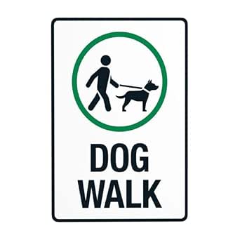 Dog Walk With Symbol Sign Dog Leash Signs Warning Sign Retro Aluminum ...