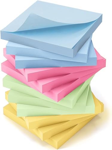 6 Pack Lined Sticky Notes 3x3inch,Self-Stick Note Pads Super Sticking ...
