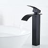 VOTON Vessel Sink Faucet Matte Black Modern Tall Waterfall Bathroom ...
