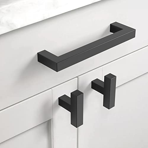 Astre 5 Pack 128mm Black Kitchen Handles Cupboard Handles Stainless ...