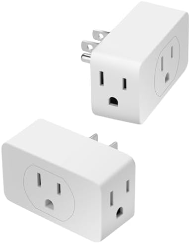 Multi Plug Outlet Extender 2pack, Multiple Outlet Splitter, 3 Outlet Grounding Wall Adapter ...