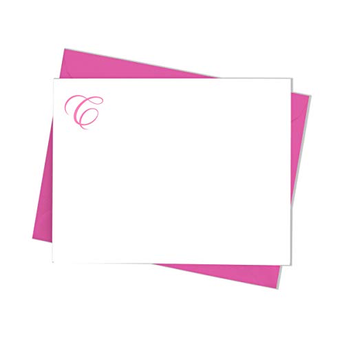 Amazon.com: Single Initial Monogram Flat Note Cards, Stationery Set ...