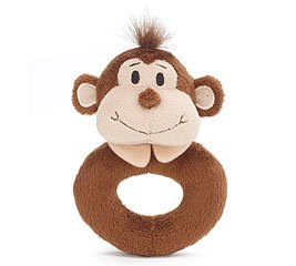 Amazon.com : Little Freckles Monkey Donut Shaped Plush Rattle : Baby ...