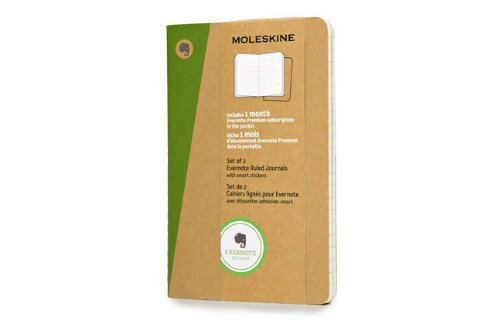 Moleskine Evernote Journal with Smart Stickers, Pocket, (Set of 2 ...