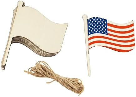Amazon.com: 30 Pack 4 Inch Wood Flag Crafts Unfinished Wood Flag ...