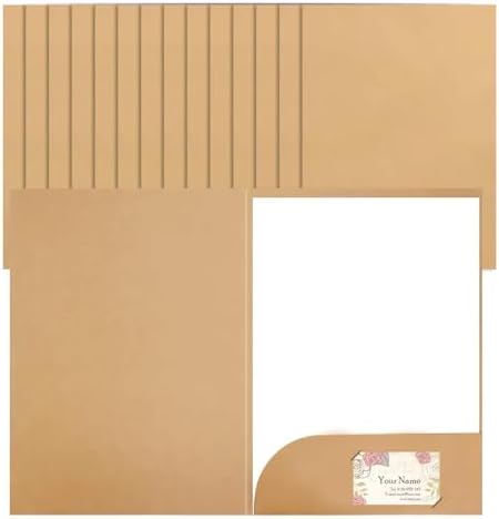 HEIHAK 25 Pcs A4 Kraft Paper File Folder with Cards Slot Pockets ...