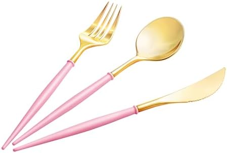Amazon.com: Lullaby 150 Pcs Gold Plastic Silverware - Disposable ...