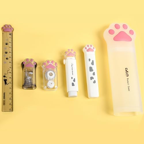 Amazon.com : 5 Pcs Cute Cat Paw Stationery Set Kawaii School Office ...