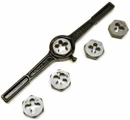 6PC Tap & Die Set Hex Shape Dies Wrench Alloy Steel Handle Garage ...