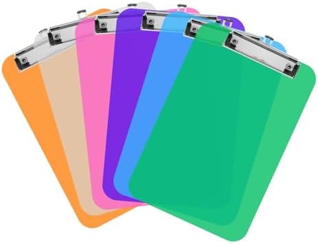 6 Coloured Plastic Clipboards | Strong 12.5 x 9 Inch (A4 Size) Multi ...