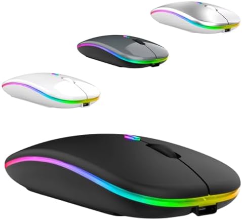 Mouse Sem Fio Wireless Recarregável Ergonômico Óptico LED RGB Colorido Bluetooth USB 2.4 Ghz ...