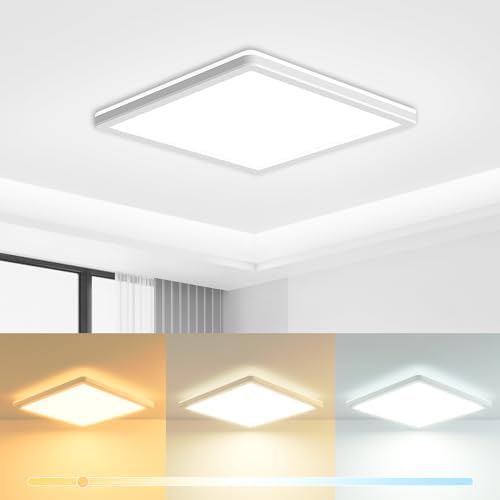 zemty 18CM LED Ceiling Light 3000K/4000K/6500K, 15W 1500LM Square Flush ...