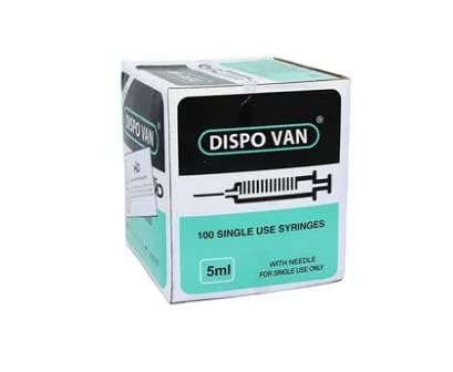 Dispovan Syringes with Needle For single use only 5ml (100 Pcs ...