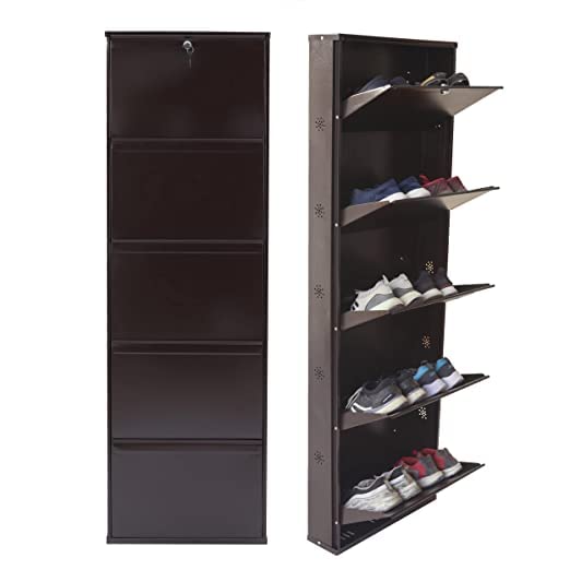 SHOe DeN Regular 5 Rack Completely Powder Coated Comes With Lock (10 ...