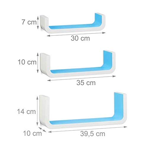 BAKAJI Set of 3 Modern Wall Shelves Design with Rounded Edges Shelf 1 ...