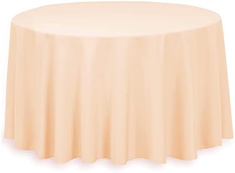 Amazon.com: LTC LINENS Peach Tablecloth - 120-Inch Round Table Cloth ...