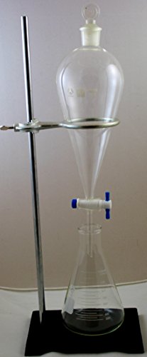 Glass 1000mL Separatory Funnel with PTFE Stopcock, Support Stand ...