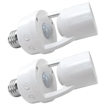 2X Motion Sensor Light Socket, E26/E27 Screw in Light Bulb Socket ...