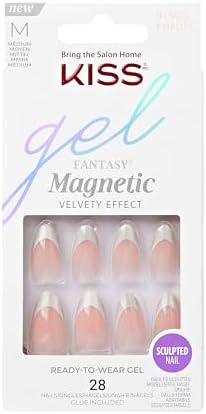 Amazon.com: KISS Gel Fantasy Magnetic Press On Nails Almond, Solid Red ...