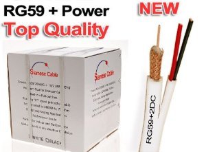 Amazon.com: WHITE RG59 SIAMESE CABLE 500FT 95% BRAID SECURITY CAMERA ...