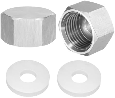 uxcell 2pcs Hex End Cap 304 Stainless Steel Nut with Washer, PT 1/2 ...