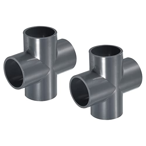 PATIKIL 32mm PVC Pipe Fittings, 1 Pack 4 Way Tee Shape Water Tubing ...