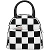 Amazon.com: Fiokroo Lunch Bag Insulated Black White Checkered Print ...