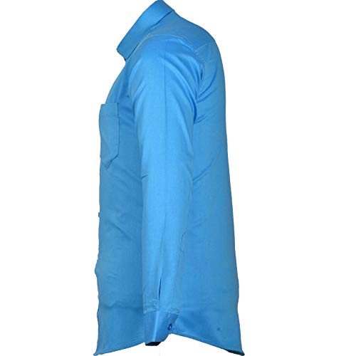 Buy TYZER Easy Cotton Blue Color Slim Fit Shirt (Cottonblend, 39) at ...