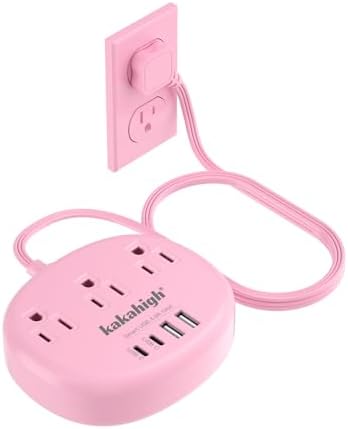 Amazon.com: Pink Extension Cord with Surge Protected 1080J - 5 FT Flat ...