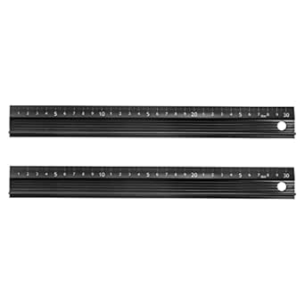 sourcing map 2pcs Raised Grip Metal Ruler 30cm Metric Ruler Measure ...