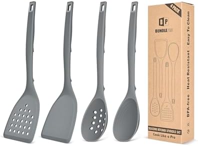 Amazon.com: Pack of 4 Silicone Cooking Utensils Set, Non Stick Solid ...