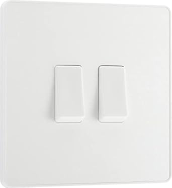 BG Electrical Double Wall Light Switch, 2 Way, Screwless Front Plate ...
