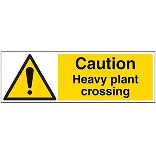 VSafety Caution, Heavy Plant Crossing Sign – Landscape – 600mm x 200mm ...