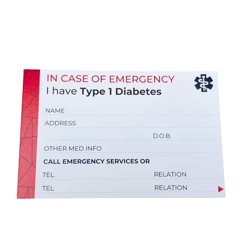 Diabetes Wallet Card Type 1 T1 Diabetic Custom Emergency Contacts ...