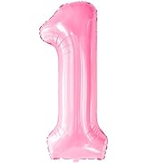 Amazon.com: KatchOn, Light Pink 1 Balloon Number - 40 Inch | Number 1 ...