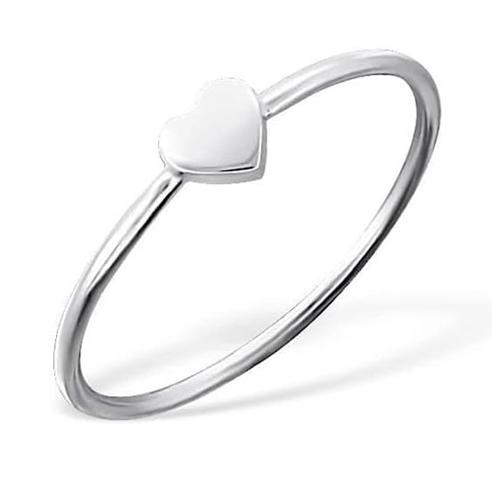 Buy Girl's Tiny Heart Ring 925 Silver Ring Slim Love Band Sterling ...
