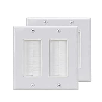 Brush Wall Plate Double Gang 2Pack,Cable Cover Brush Style Opening ...