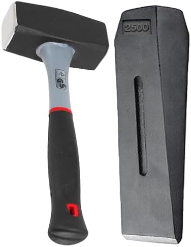 SPARES2GO Log Splitter Lump Hammer 2KG Club Mallet + 6lb 10" Chisel ...