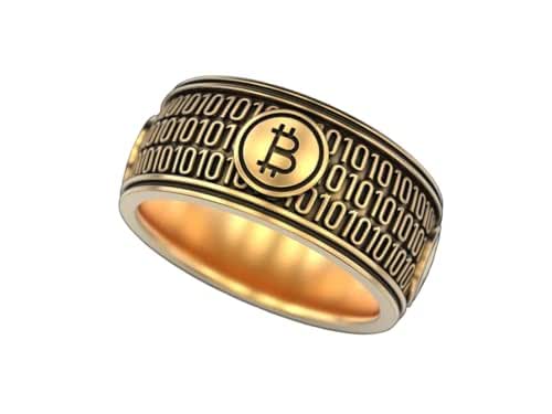 Amazon.com: Ssjewel Bitcoin Band Ring Hip Hop Men Coin Engraved Money ...