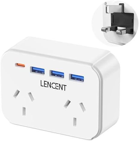 LENCENT UK Travel Plug Adapter, Type-G Power Plug with 2 Outlets & USB ...