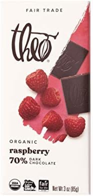 Amazon.com : Theo Chocolate Raspberry Organic Dark Chocolate Bar, 70% ...